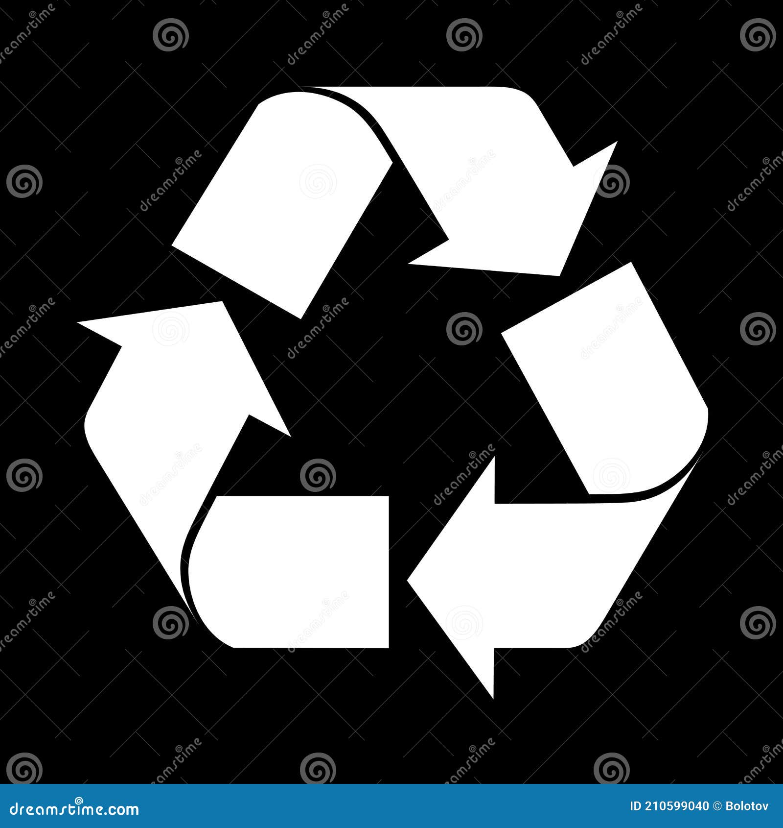 Reuse Symbol, Isolated on Black Stock Vector - Illustration of recycle ...