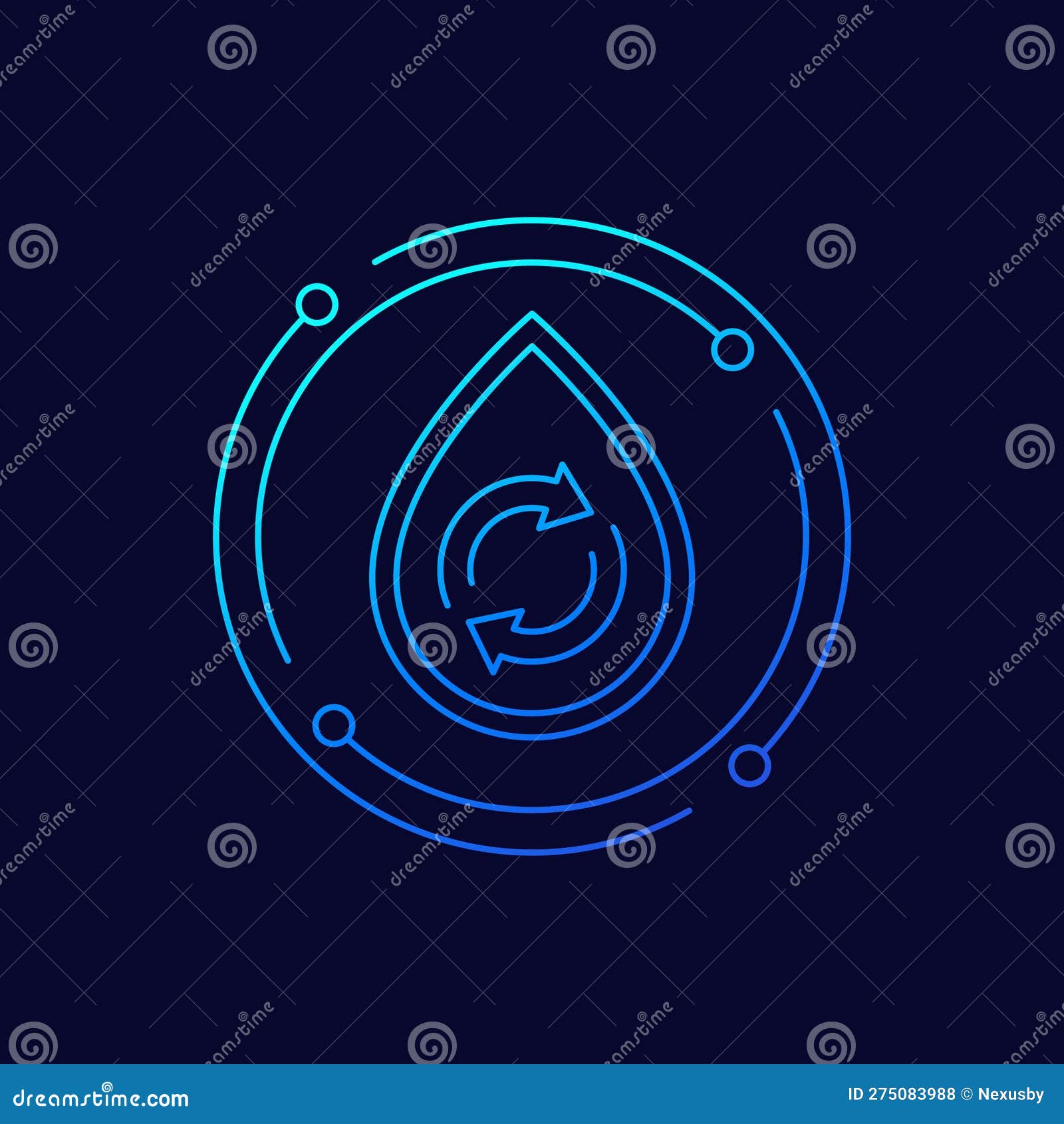 Reuse Water Icon, Linear Design Stock Vector - Illustration of ...