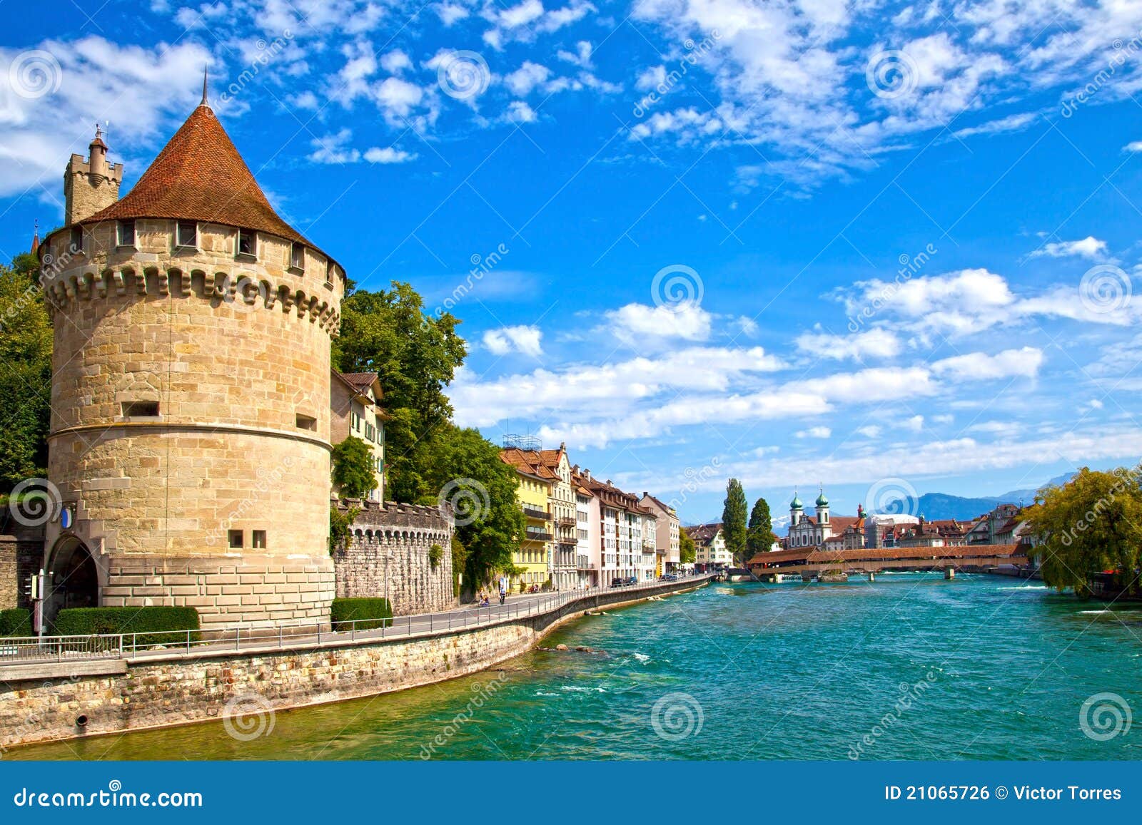 Reuss River in Lucerne, Switzerland Stock Photo - Image of architecture ...