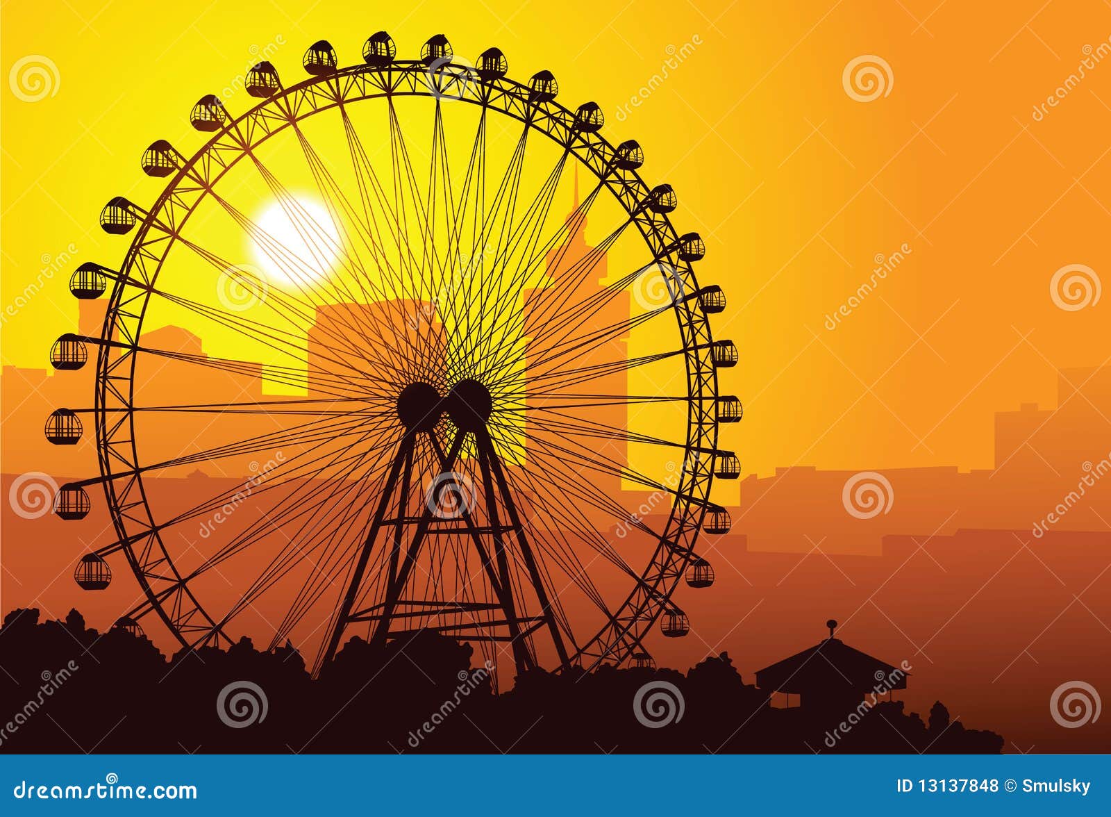 Reuzenrad vector illustratie. Illustration of horizon - 13137848