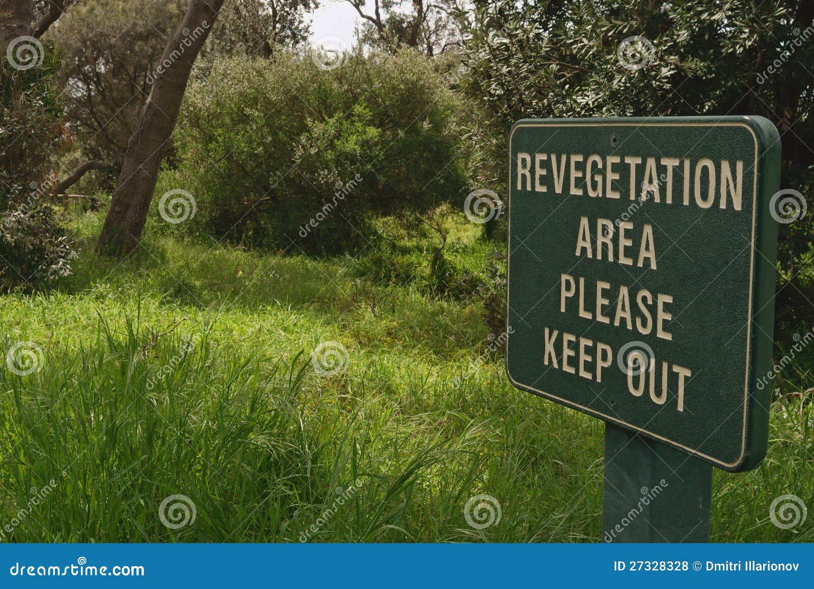 Revegetation area sign stock photo. Image of leaves, tree - 27328328