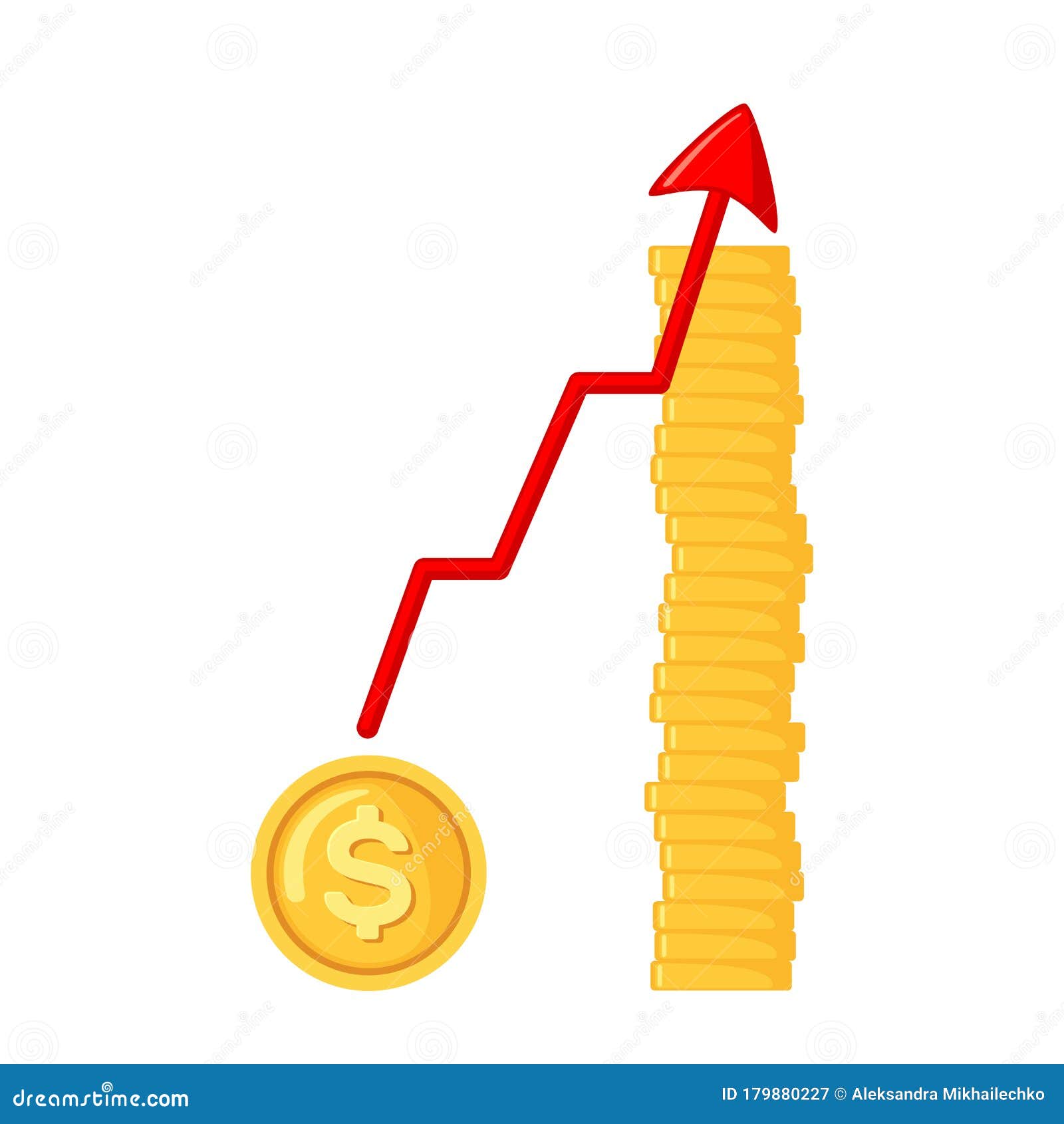 Revenue Growth Increasing Graph Icon in Flat Style Isolated on White ...