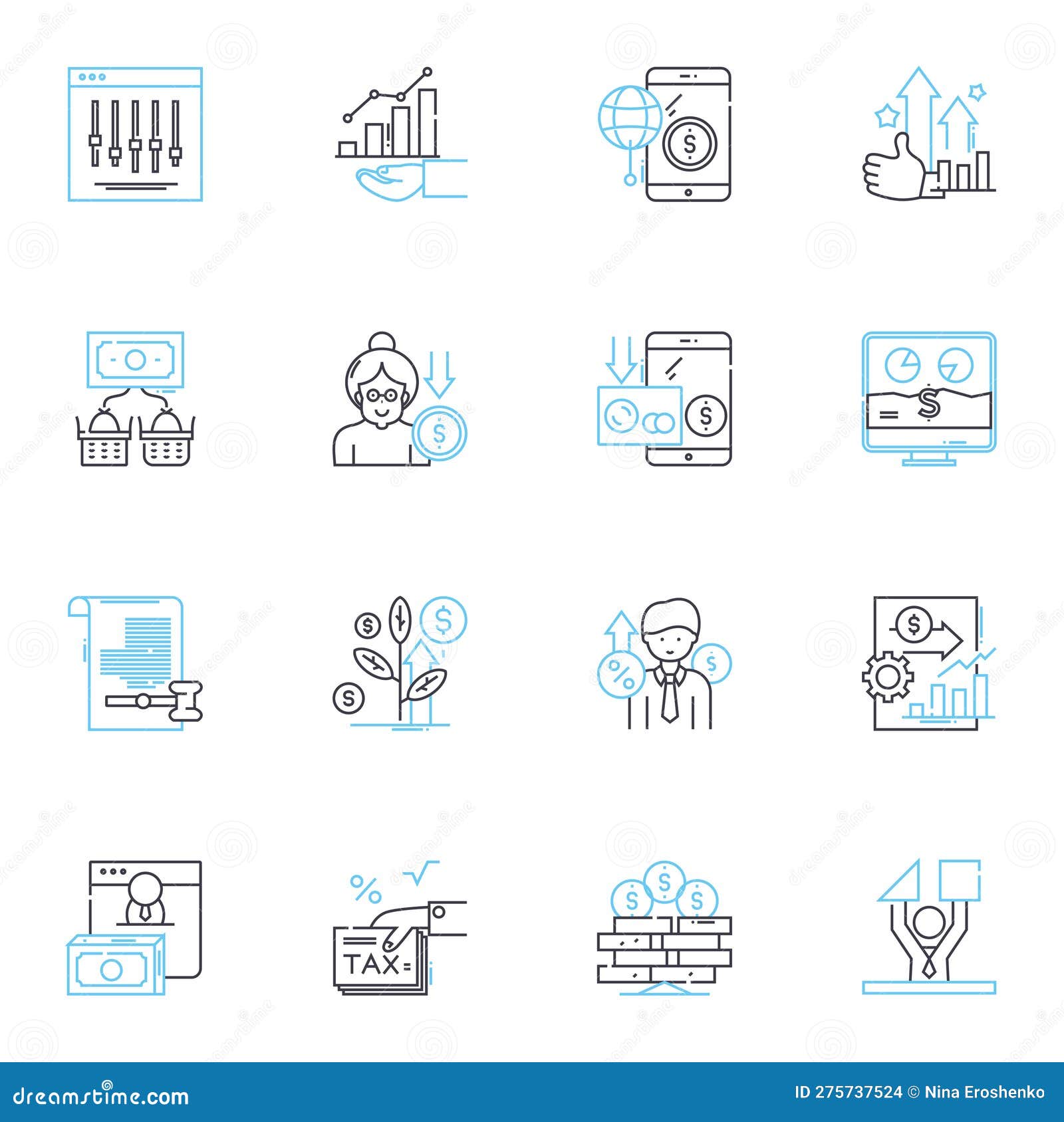Revenue Management Linear Icons Set. Pricing, Optimization, Forecasting ...