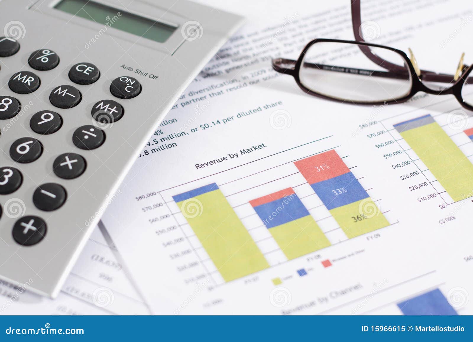 Revenue by Market and Finance Stock Image - Image of document, success ...
