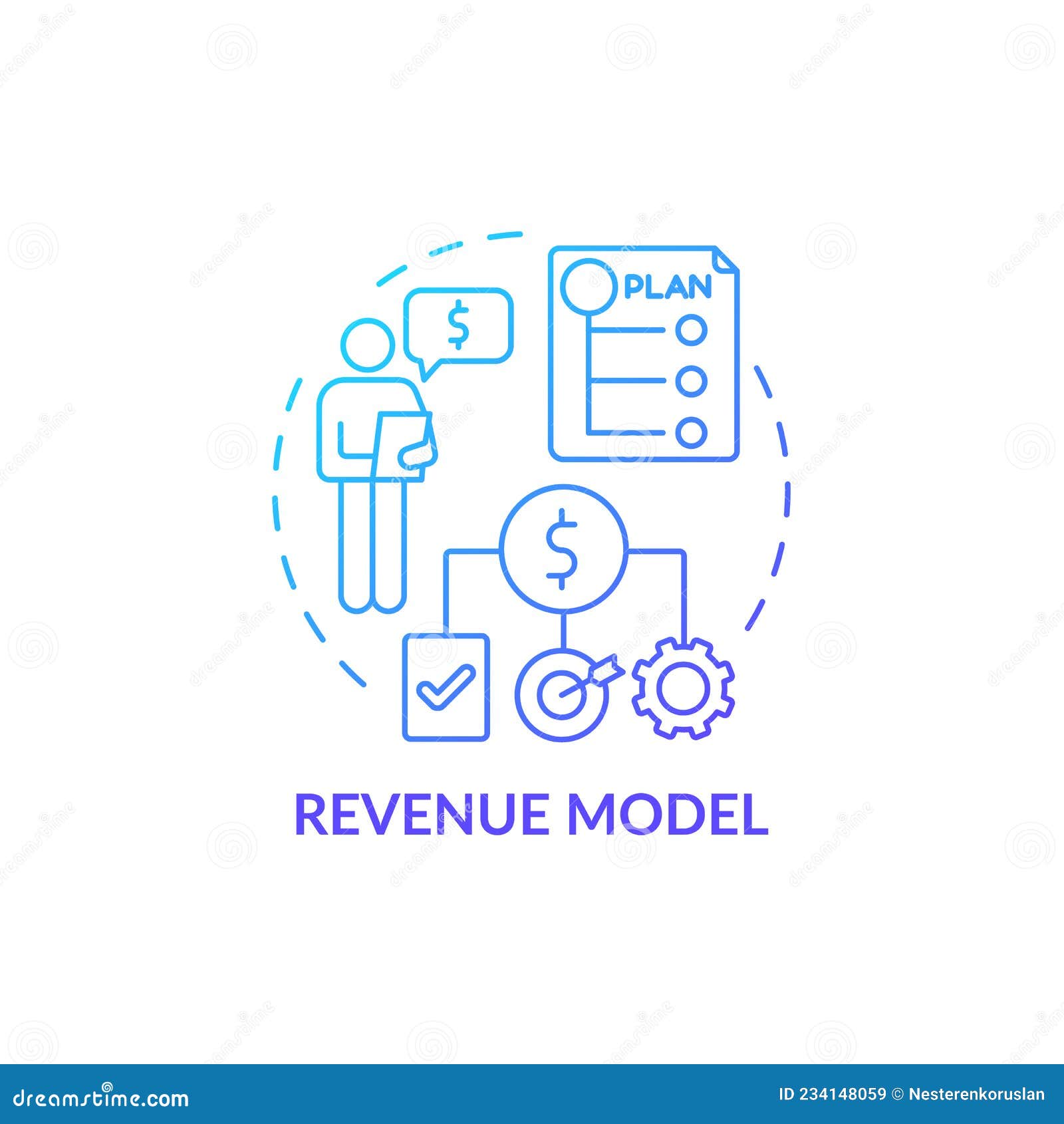 Revenue Model Blue Gradient Concept Icon Stock Vector - Illustration of ...