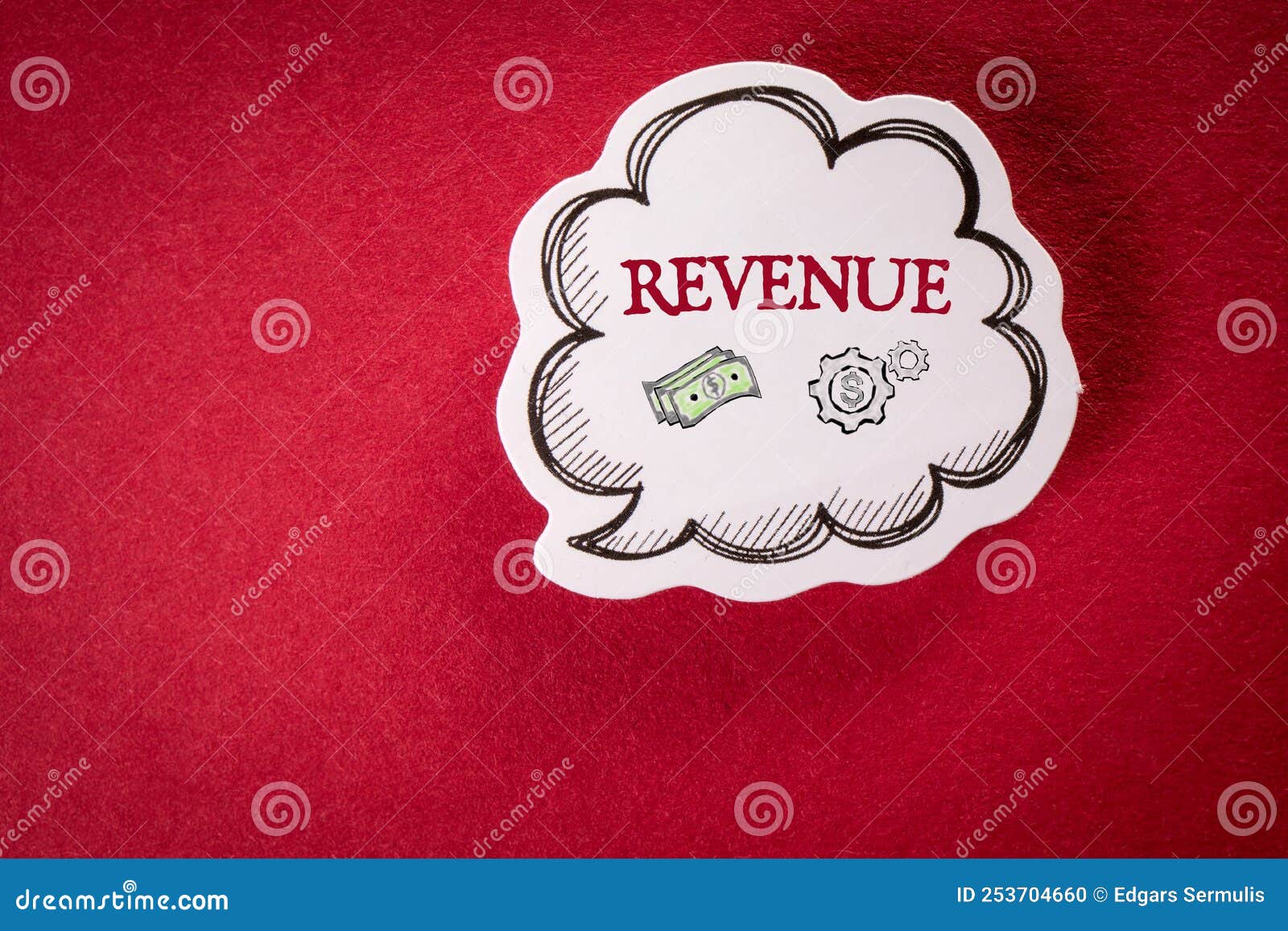 Revenue. Text and Icons on Speech Bubble Stock Photo - Image of market ...