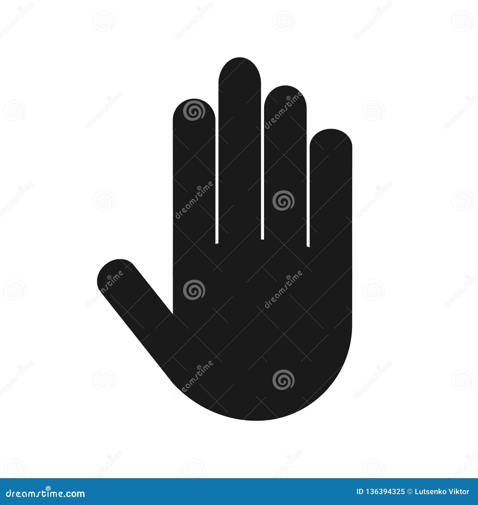 Reverse Black Hand Icon Flat Style Stock Vector - Illustration of ...