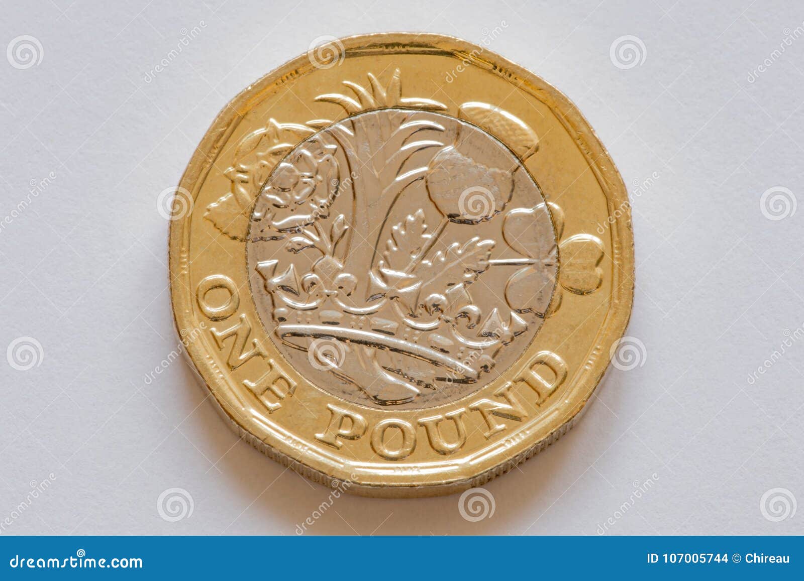 Reverse of the British Coin One Pound Close-up Stock Photo - Image of ...