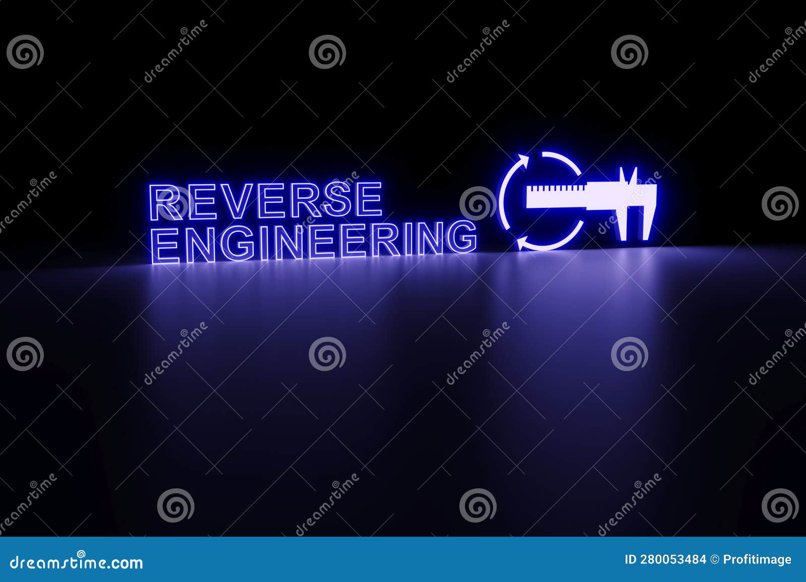 REVERSE ENGINEERING Neon Concept Self Illumination Background 3D Stock ...