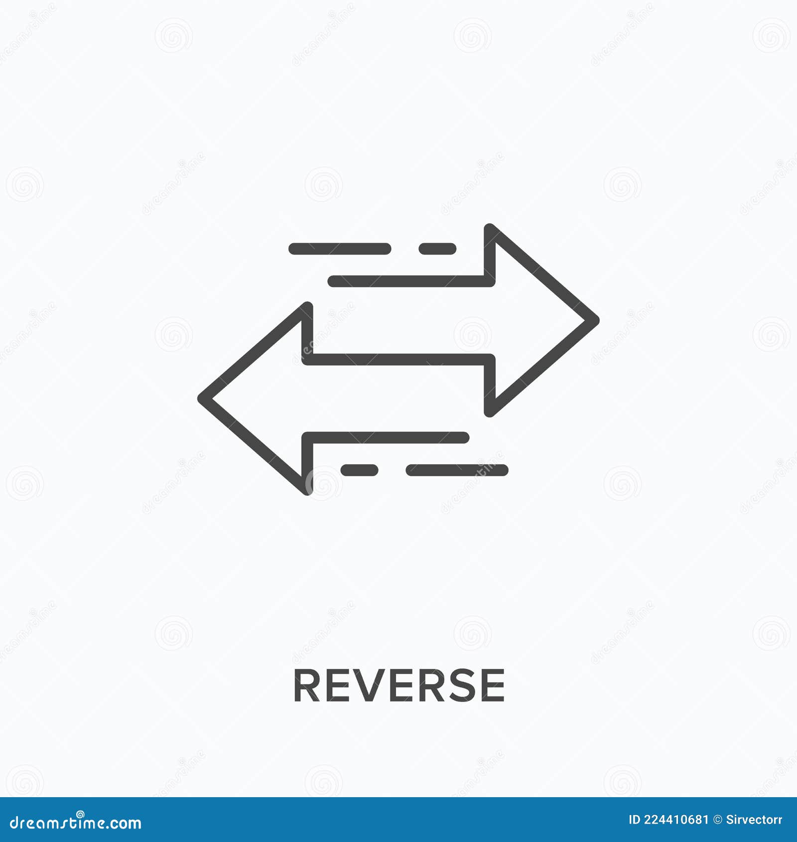 Reverse Flat Line Icon. Vector Outline Illustration of Two Arrows Stock ...