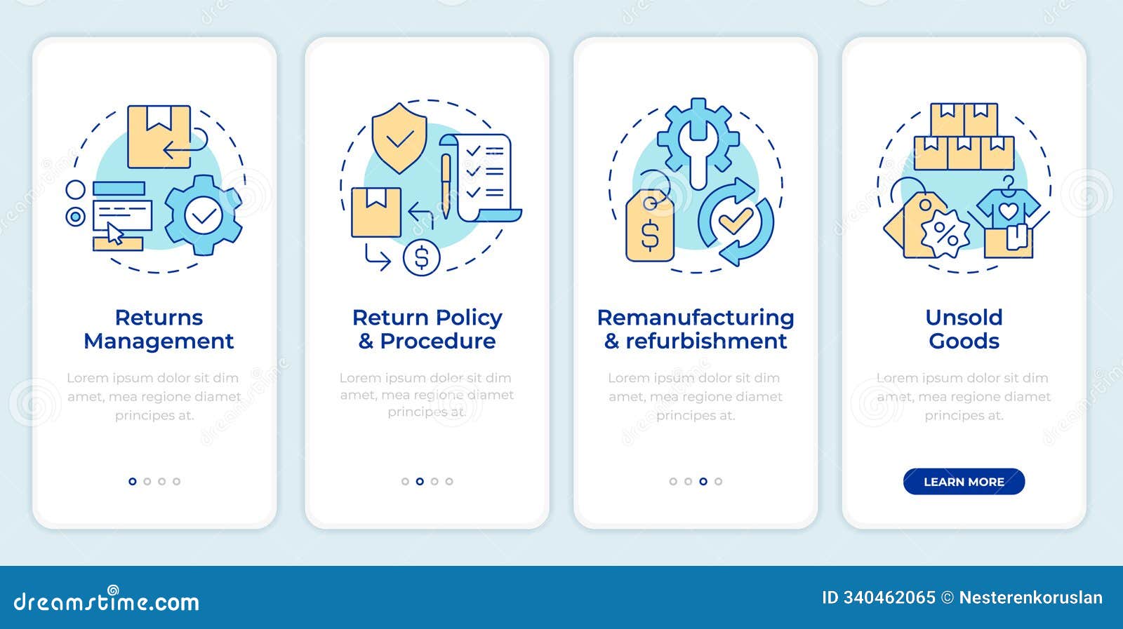 Reverse Logistics Processes Onboarding Mobile App Screen Stock ...