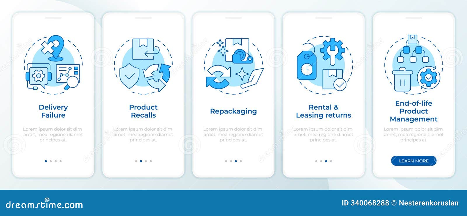 Reverse Logistics Types Blue Onboarding Mobile App Screen Stock ...