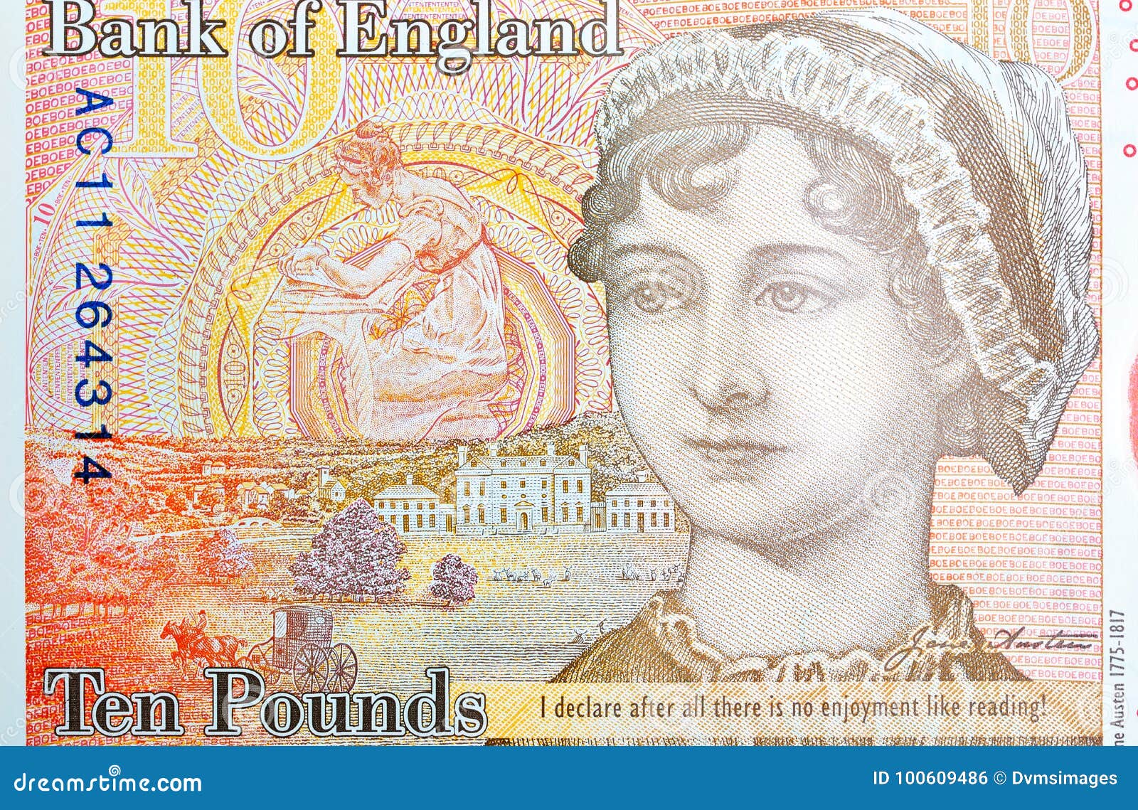 Potrait of Jane Austin on Ten Pound Note Editorial Photo - Image of ...