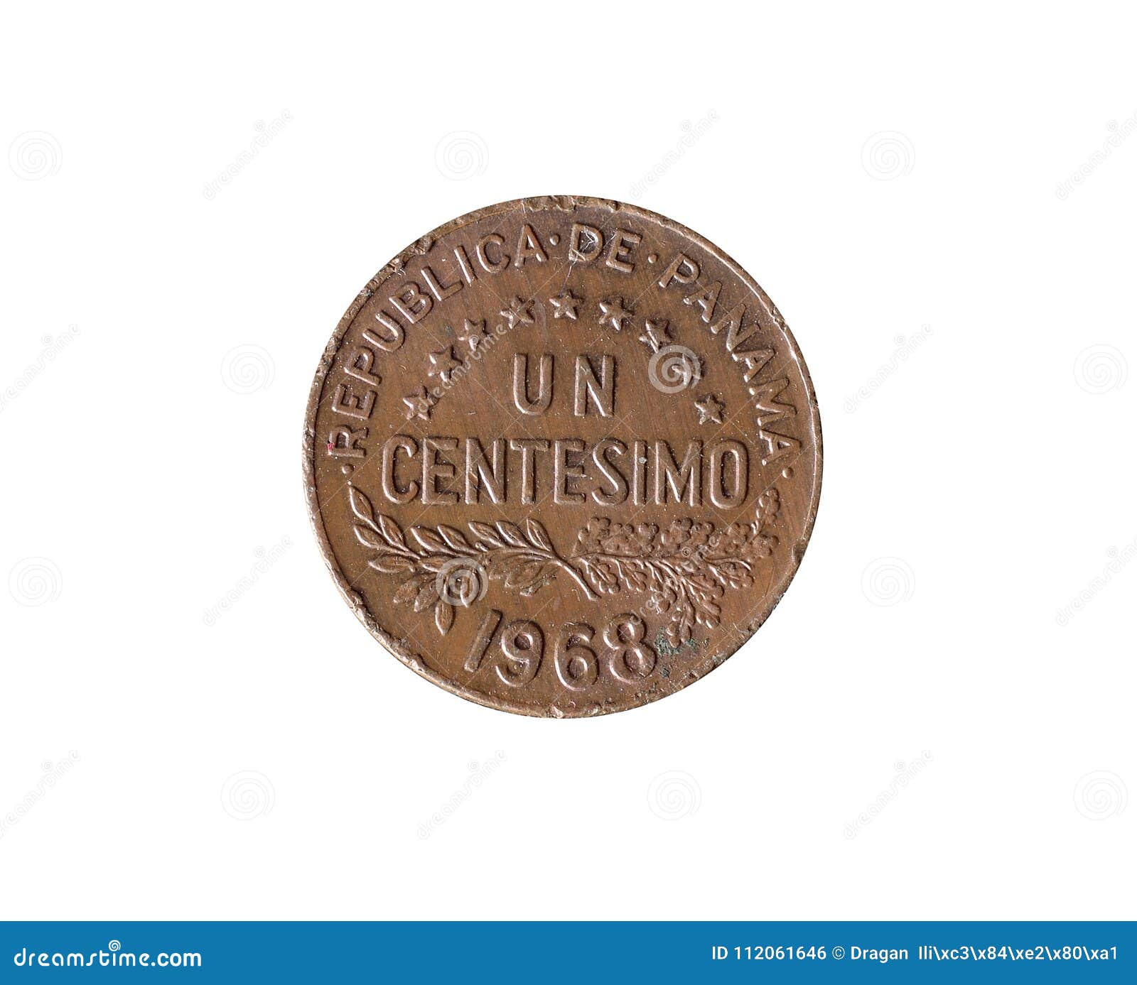 Vintage One Centesimo Coin Made by Panama Stock Photo - Image of ...