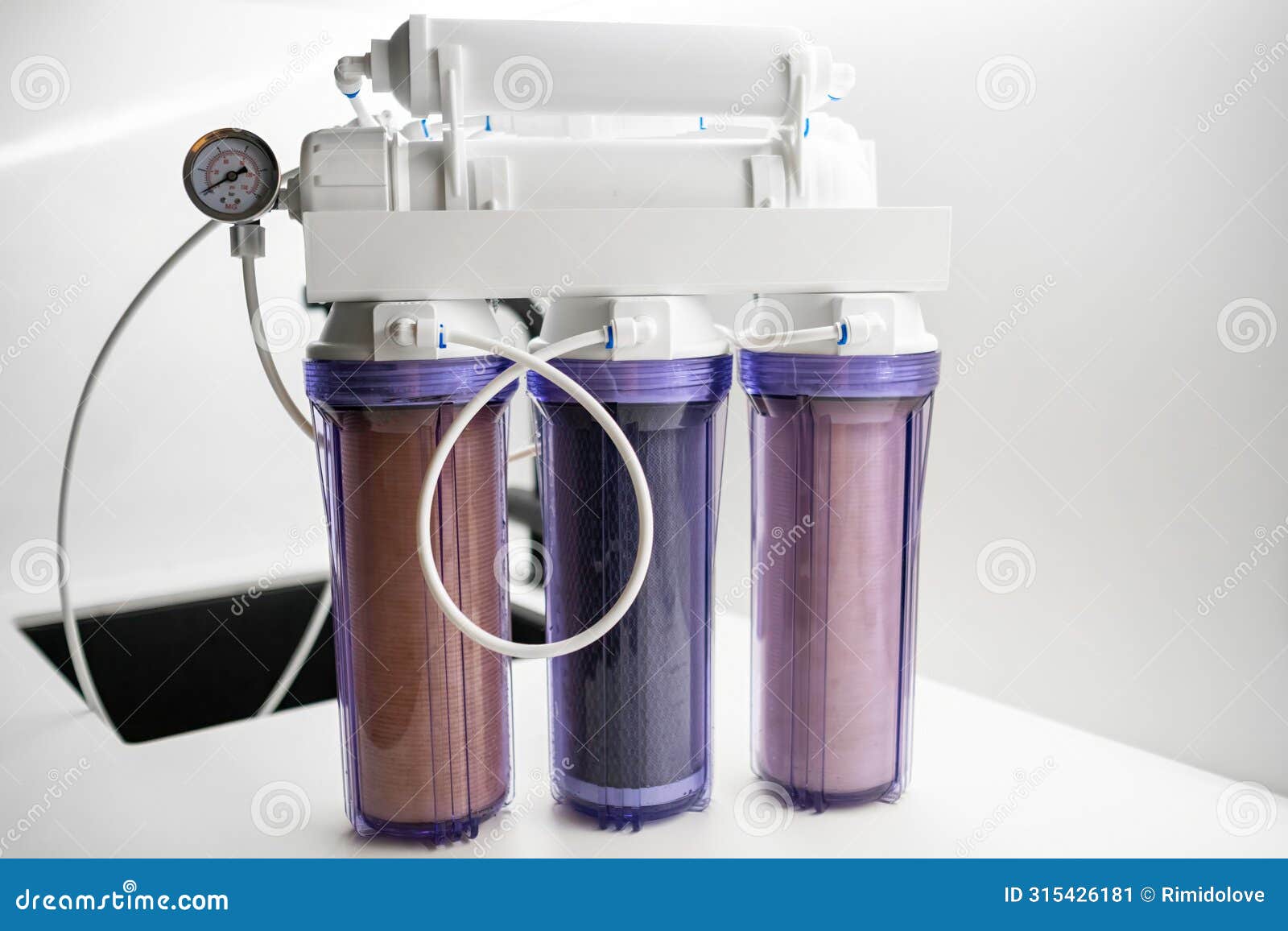 Reverse Osmosis System for Home Water Purification on the Table in the ...