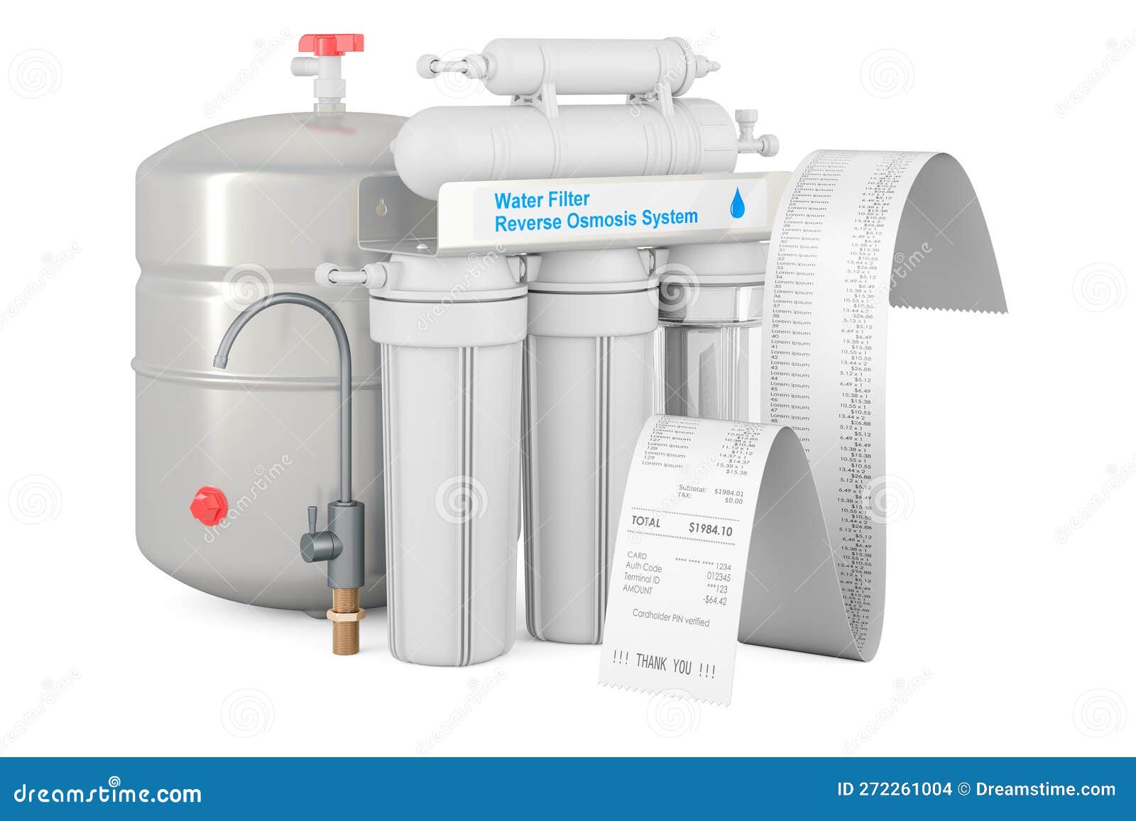 Reverse Osmosis System with Receipt Print, 3D Rendering Stock ...