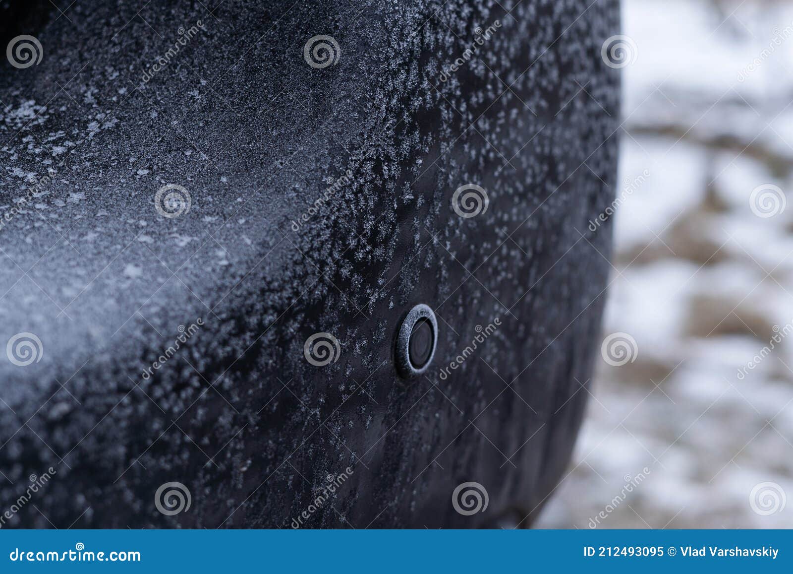 The Reverse Parking Sensor in the Car is Covered with Frost in the ...