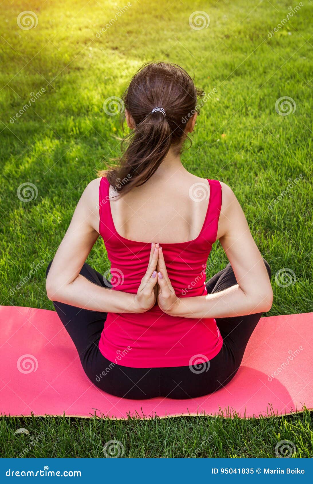 Reverse Prayer Yoga Pose. Practicing Yoga Stock Image - Image of ...