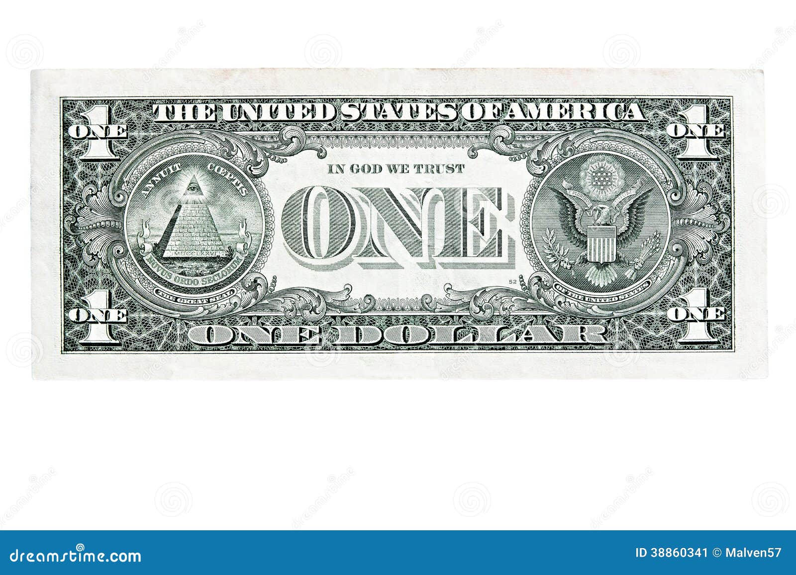 Reverse Side of a Dollar Banknote Stock Image - Image of reverse, signs ...