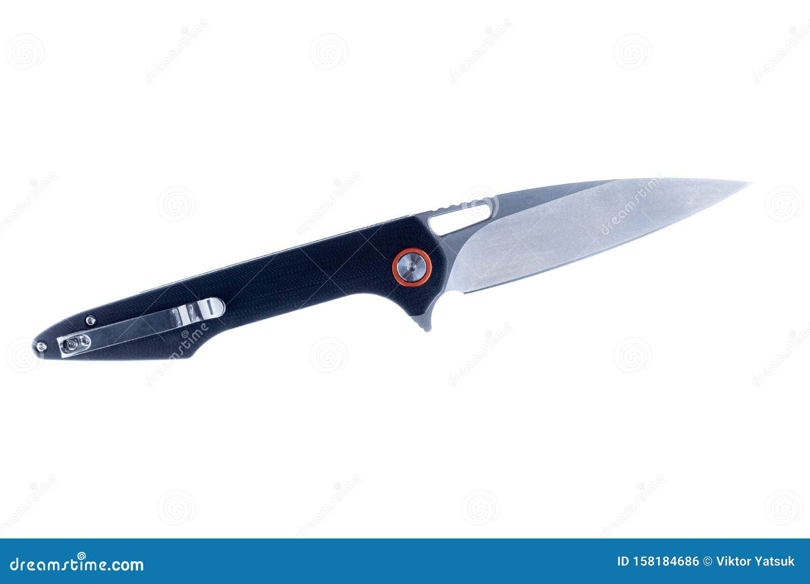 The Reverse Side of the Knife with a Clip. Knife Isolate with Clip ...