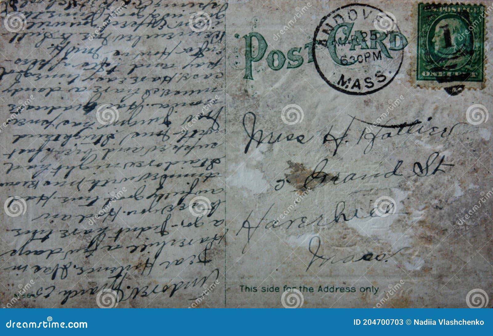 Reverse Side of Old Post Card, Circa 1915. Editorial Stock Photo ...