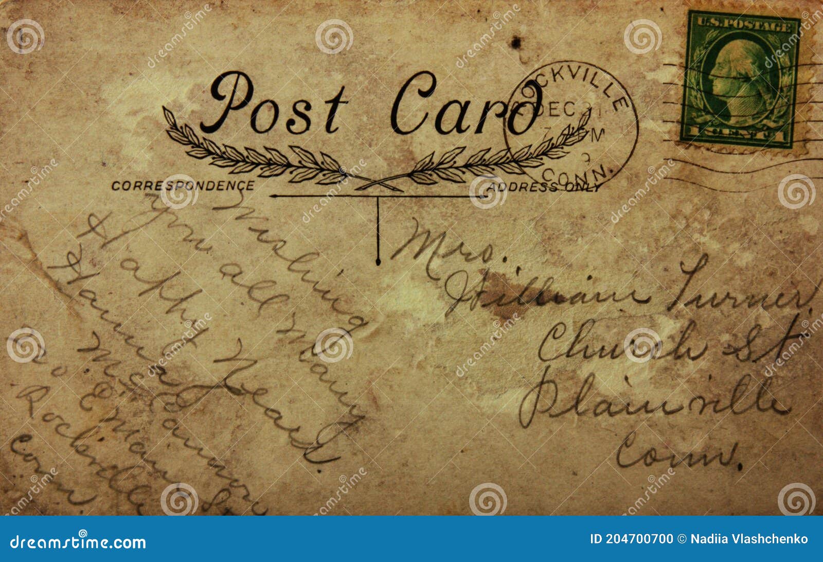 Reverse Side of Old Post Card, Circa 1915. Editorial Image - Image of ...