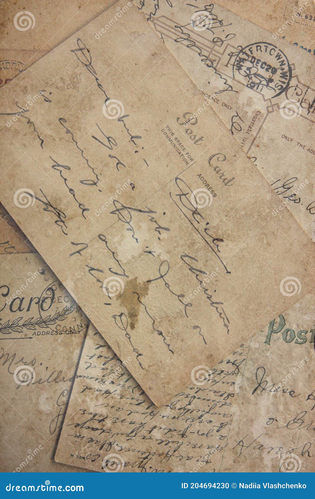 Reverse Side of an Old Post Cards, Circa 1915 Editorial Image - Image ...