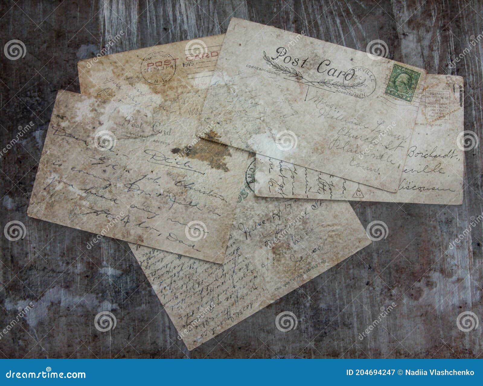 Reverse Side of an Old Post Cards, Circa 1915 Editorial Photography ...