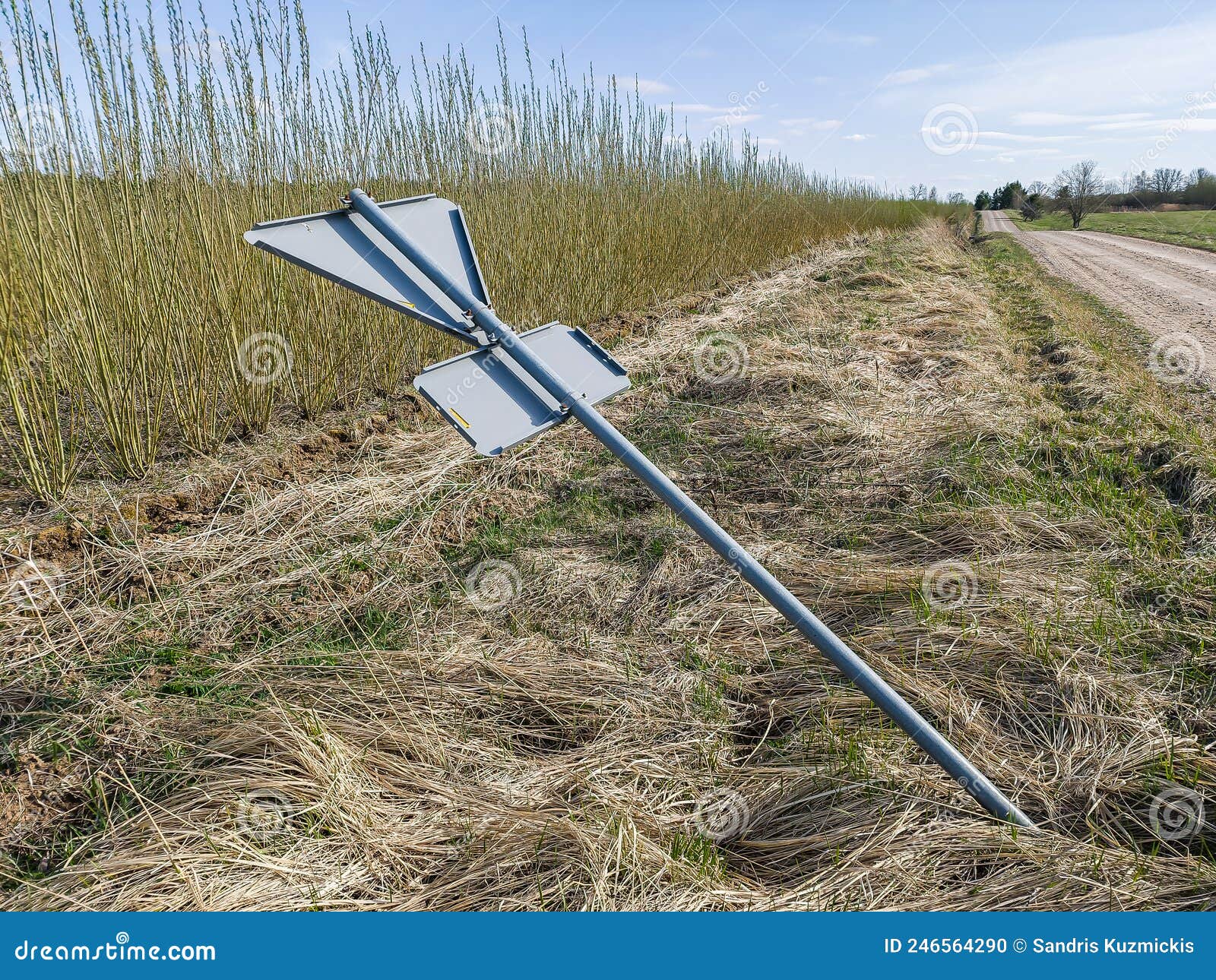 Reverse Side of the Skewed Road Sign Stock Photo - Image of environment ...