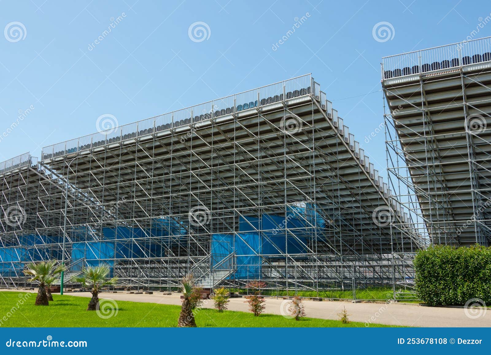 The Reverse Side of the Stands with Seats for Spectators. Rear View of ...