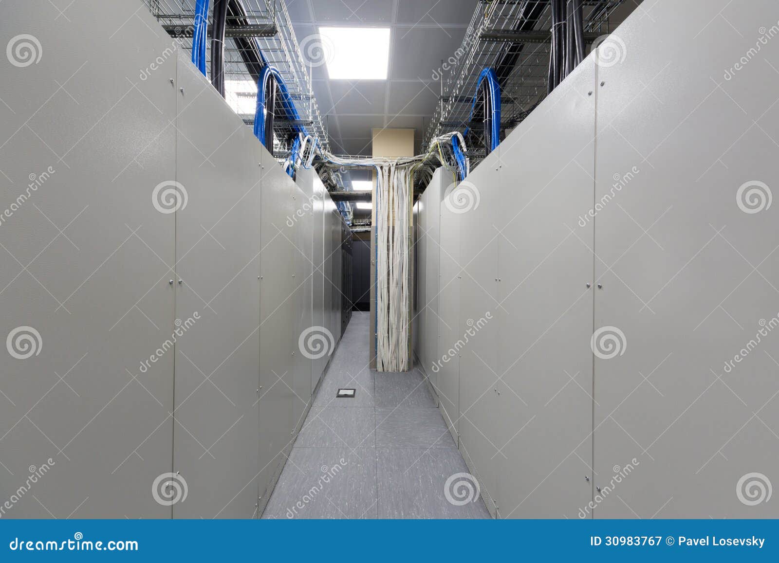 Lots Of Cables On The Cable Trays In The Cable Hub Stock Image ...