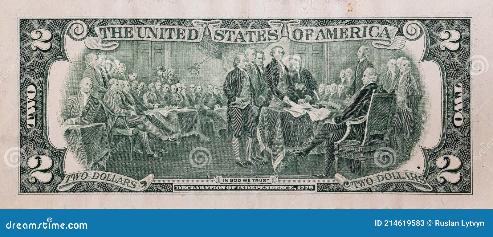 Reverse of 2 US Dollar Banknote Stock Image - Image of banknote, note ...