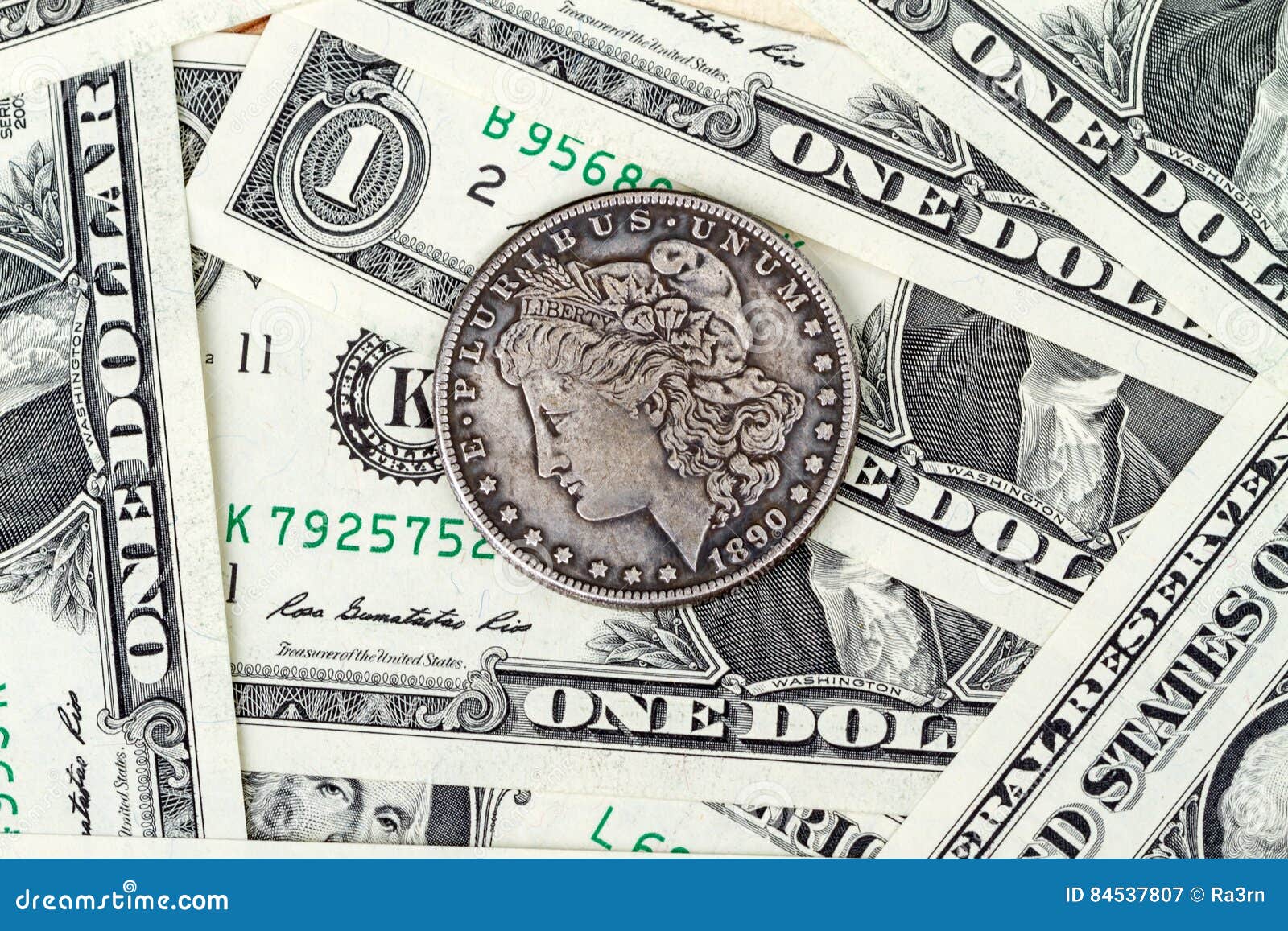 Reverse 1 US Dollar and Paper Money Stock Image - Image of ...