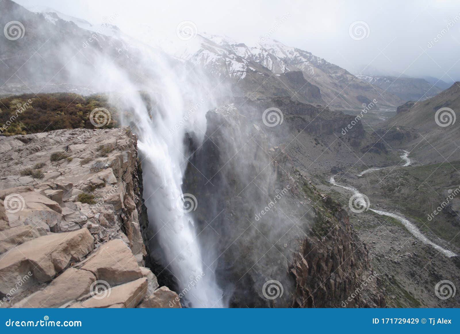 Reverse Waterfall and Nature Stock Image - Image of nature, mountains ...