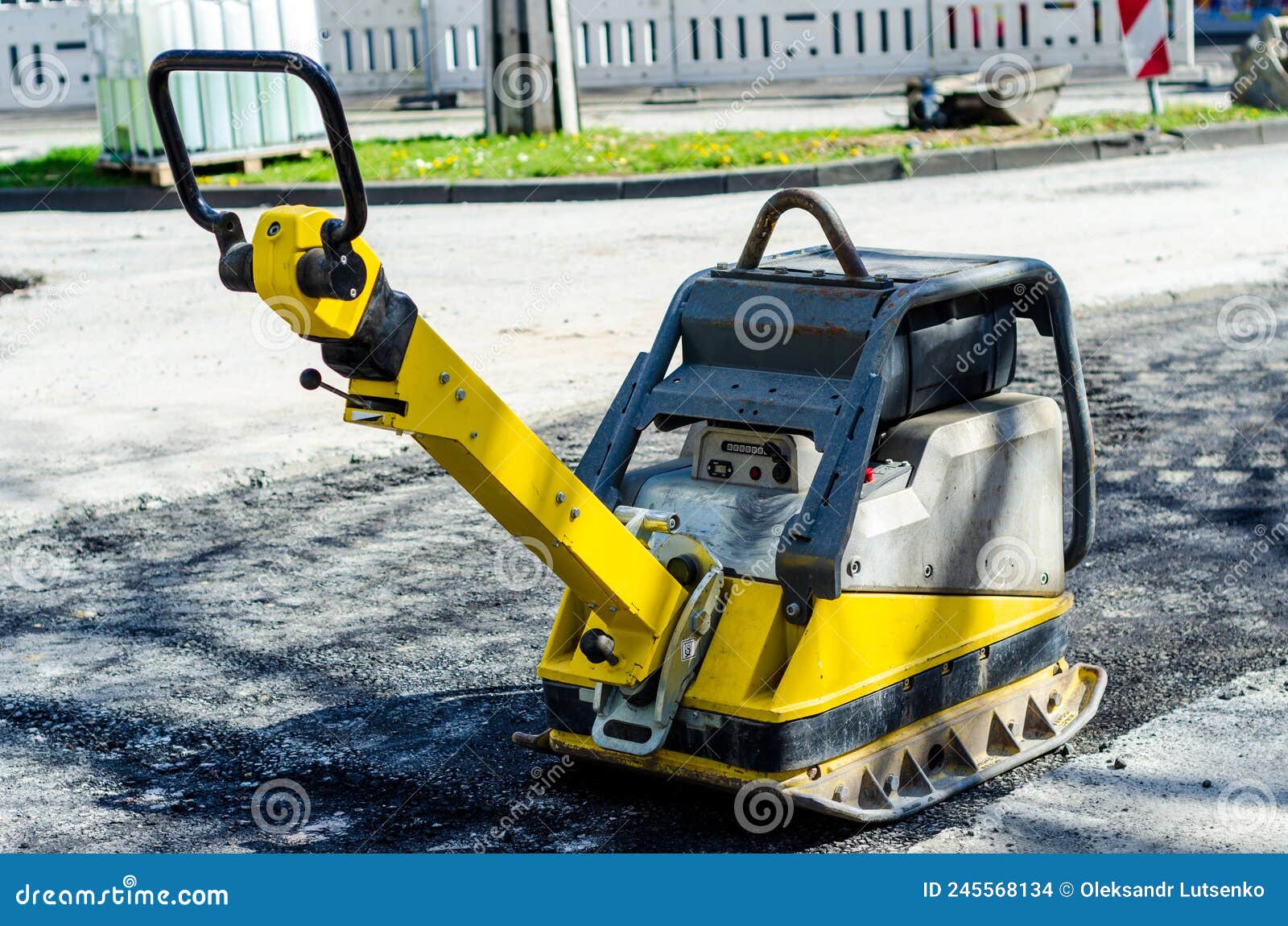 Reversible Vibratory Plate at the Construction Site Stock Photo - Image ...