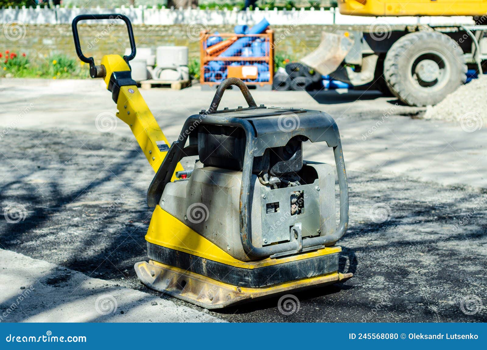 Reversible Vibratory Plate at the Construction Site Stock Photo - Image ...