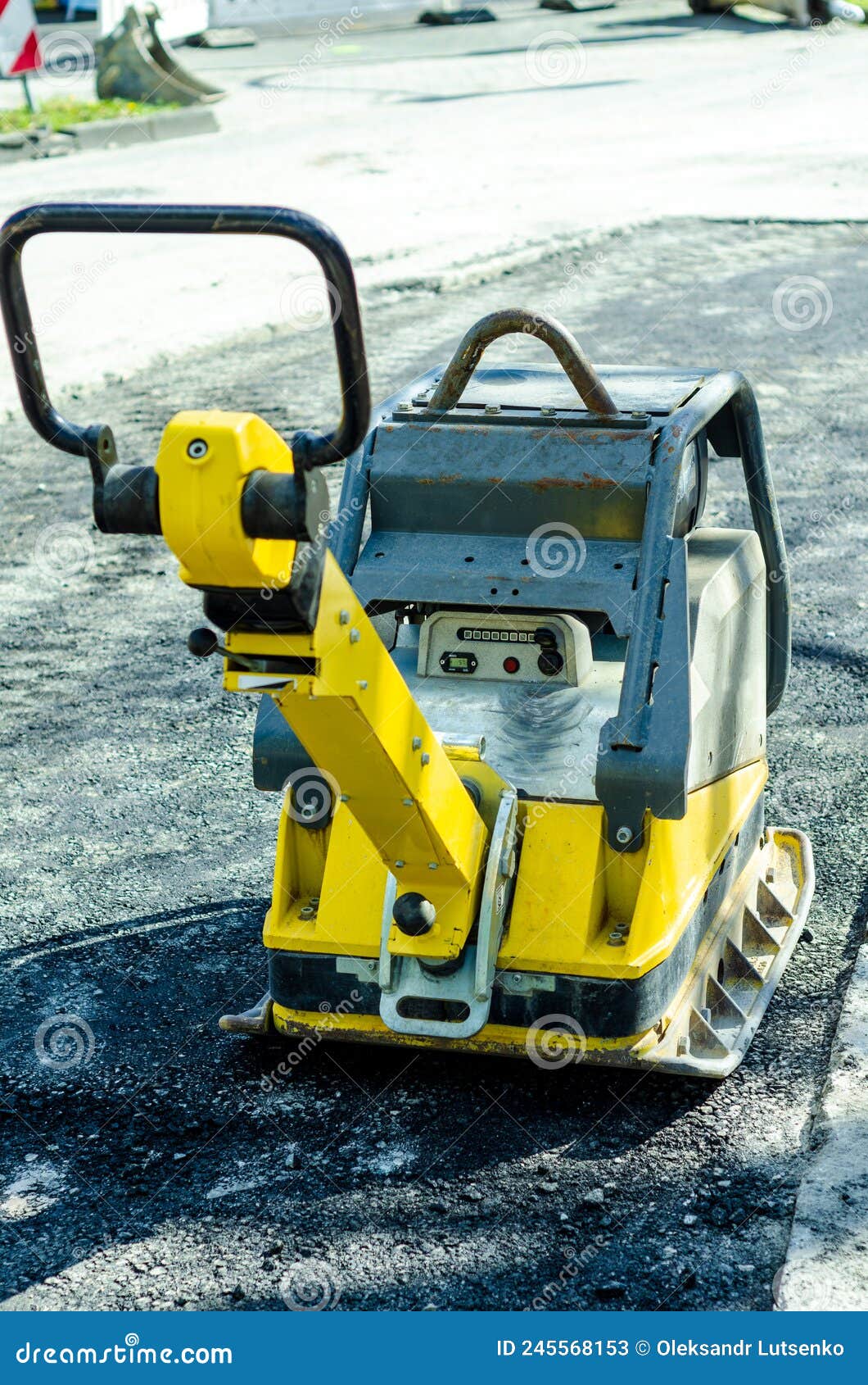 Reversible Vibratory Plate at the Construction Site Stock Image - Image ...