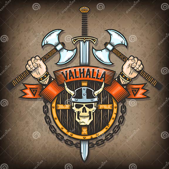 Revestimento de Valhalla ilustração do vetor. Ilustração de emblema ...