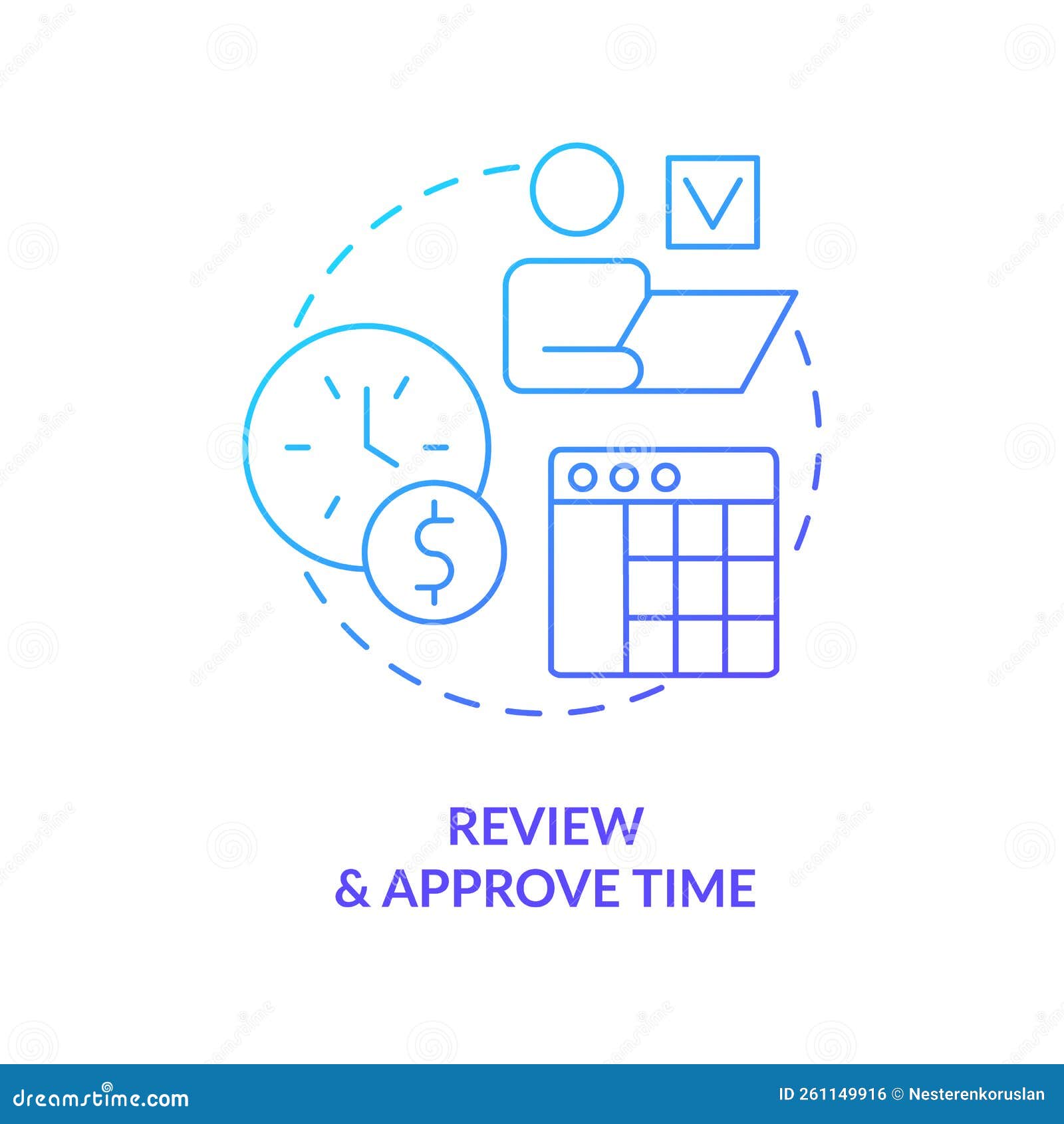 Review and Approve Time Blue Gradient Concept Icon Stock Vector ...