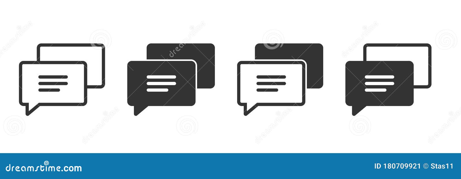 Review Comment Icons in Four Different Versions in a Flat Design Stock ...