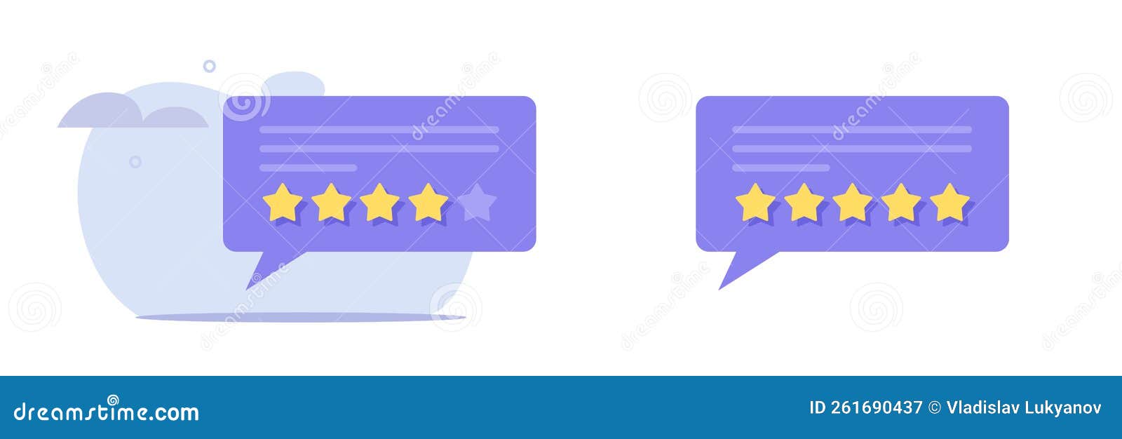 Review Comment 5 Stars Rating Bubble Vector Isolated Element or User ...
