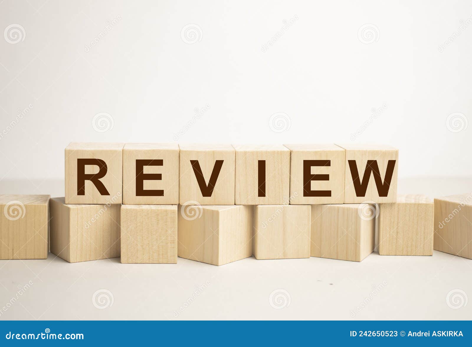 Review Headline Sign Made of Wood on a Table Stock Image - Image of ...