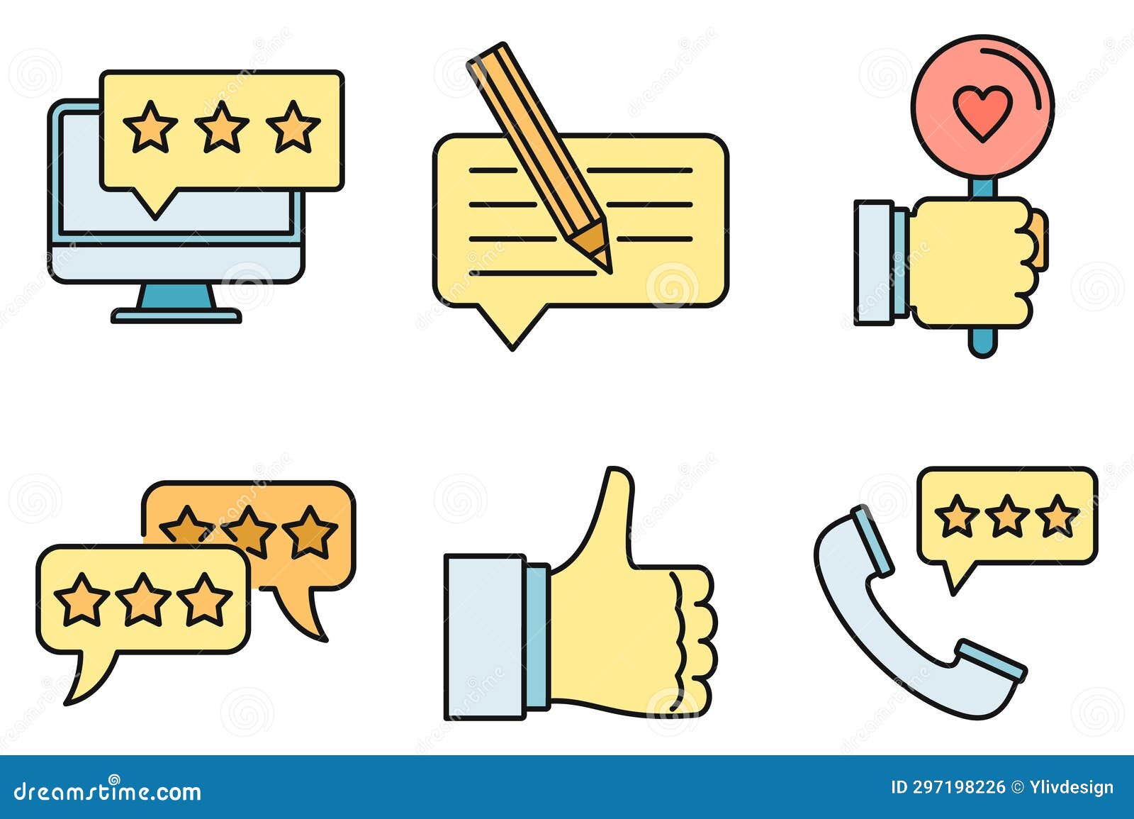Review Icons Set Vector Color Stock Illustration - Illustration of ...