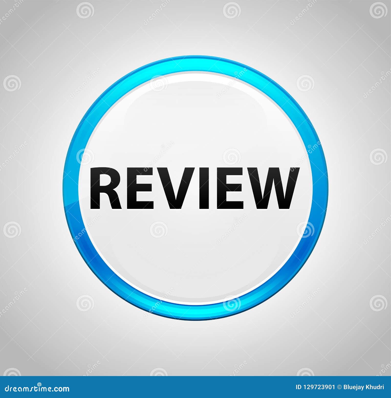 Review Round Blue Push Button Stock Illustration - Illustration of ...