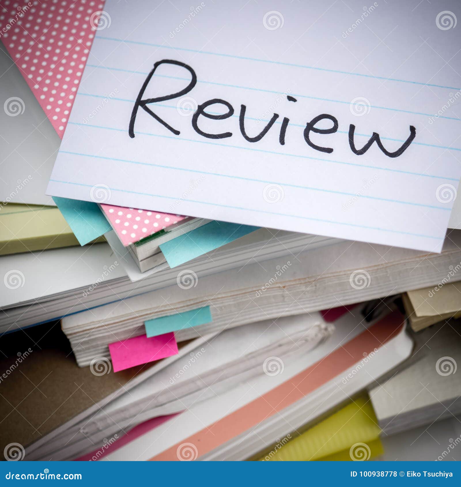 Review; the Pile of Business Documents on the Desk Stock Photo - Image ...