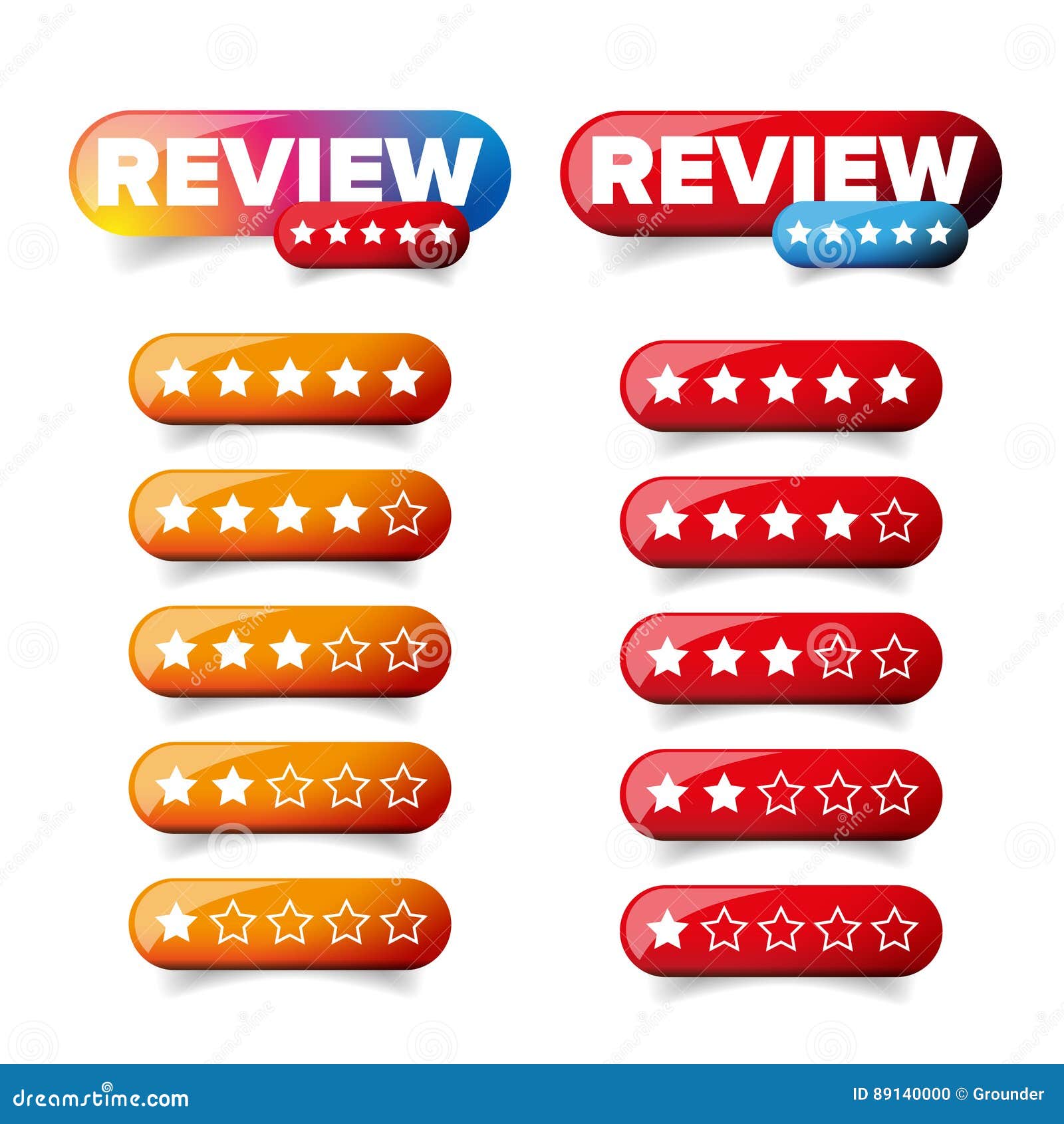Review Star button vector stock vector. Illustration of vector - 89140000