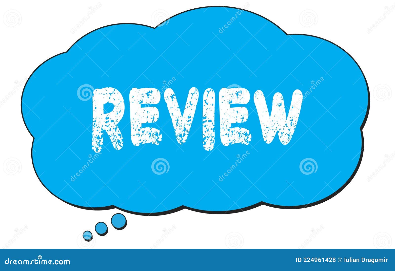 REVIEW Text Written on a Blue Thought Bubble Stock Illustration ...