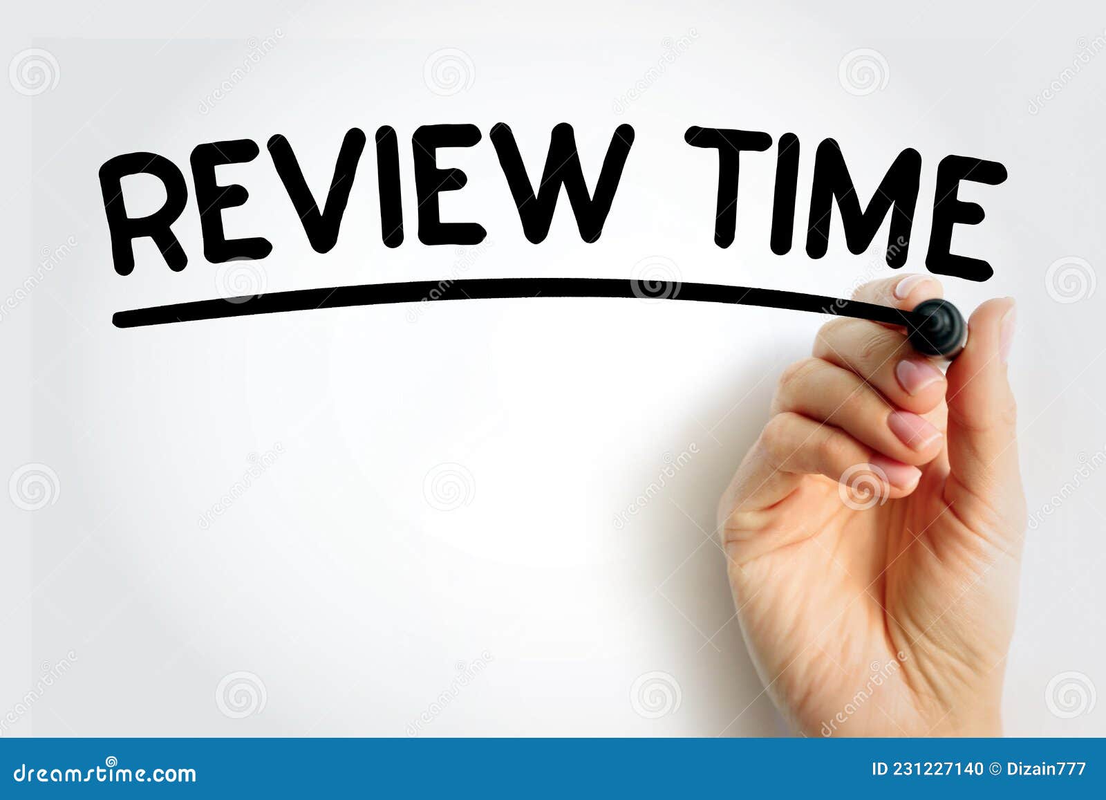 REVIEW TIME Underlined Text with Marker, Concept Background Stock ...