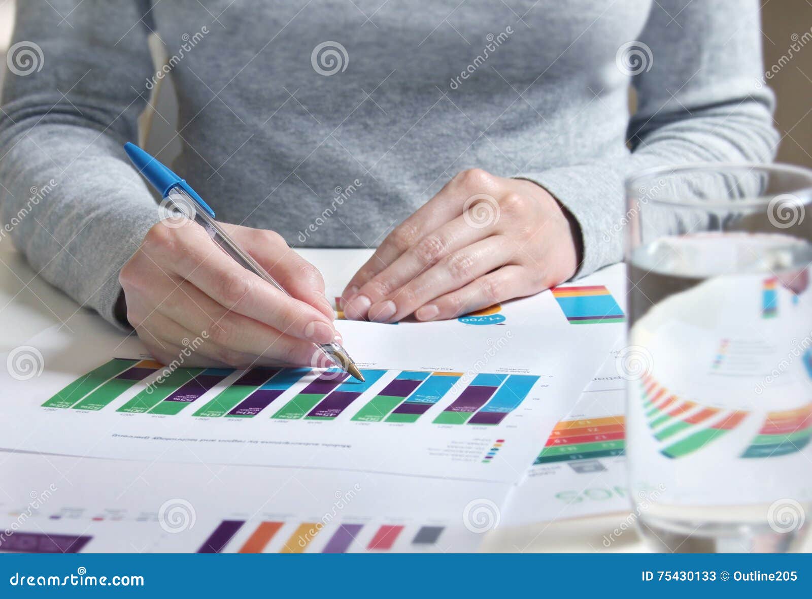 Reviewing Business Documents Stock Image - Image of office, hands: 75430133