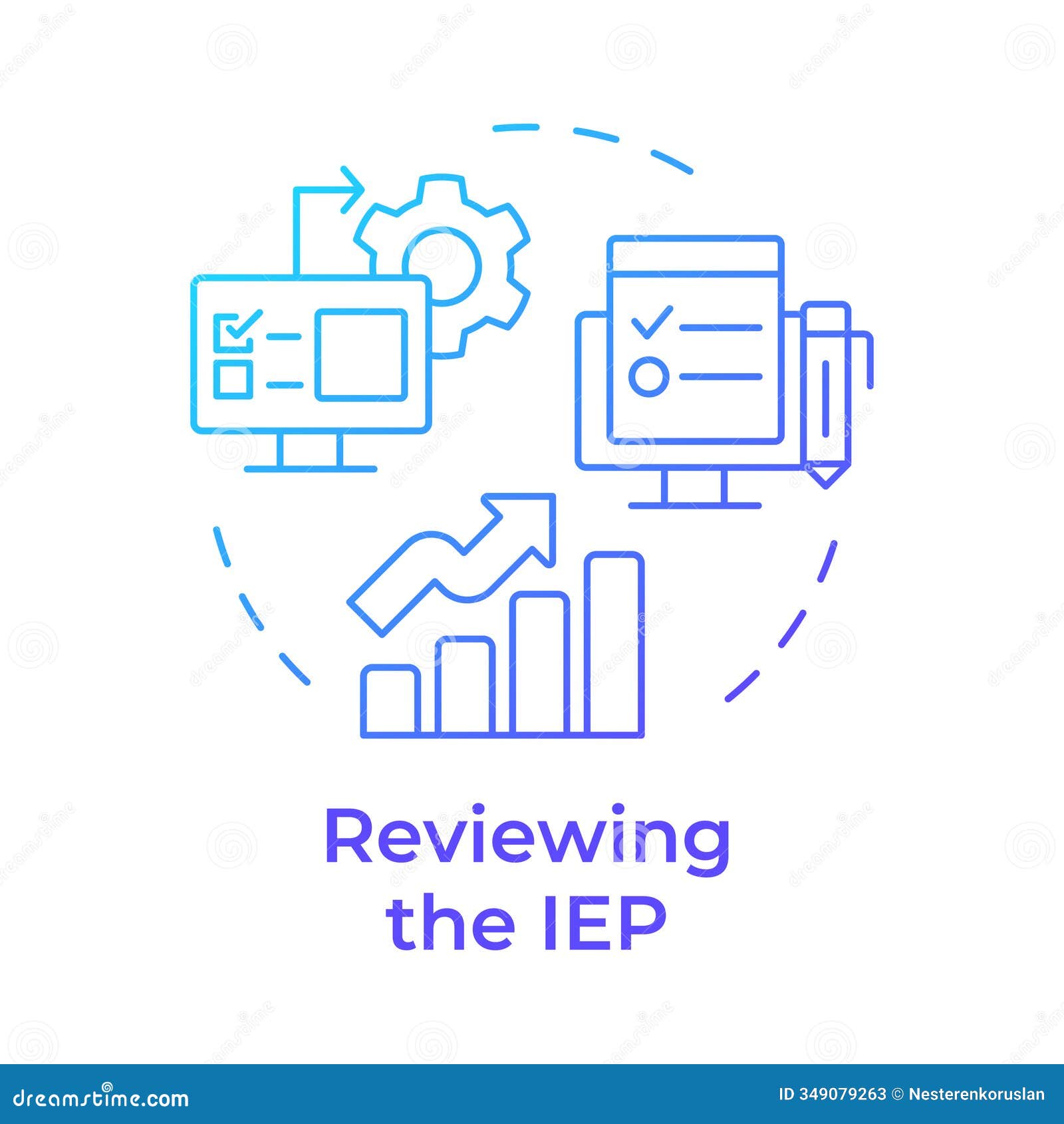 Reviewing IEP Blue Gradient Concept Icon Cartoon Vector | CartoonDealer ...